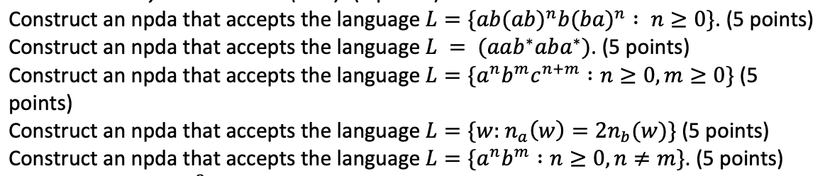 Solved = = Construct an npda that accepts the language L = | Chegg.com