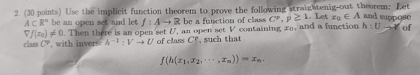 Solved 2 30 Points Use The Implicit Function Theorem To