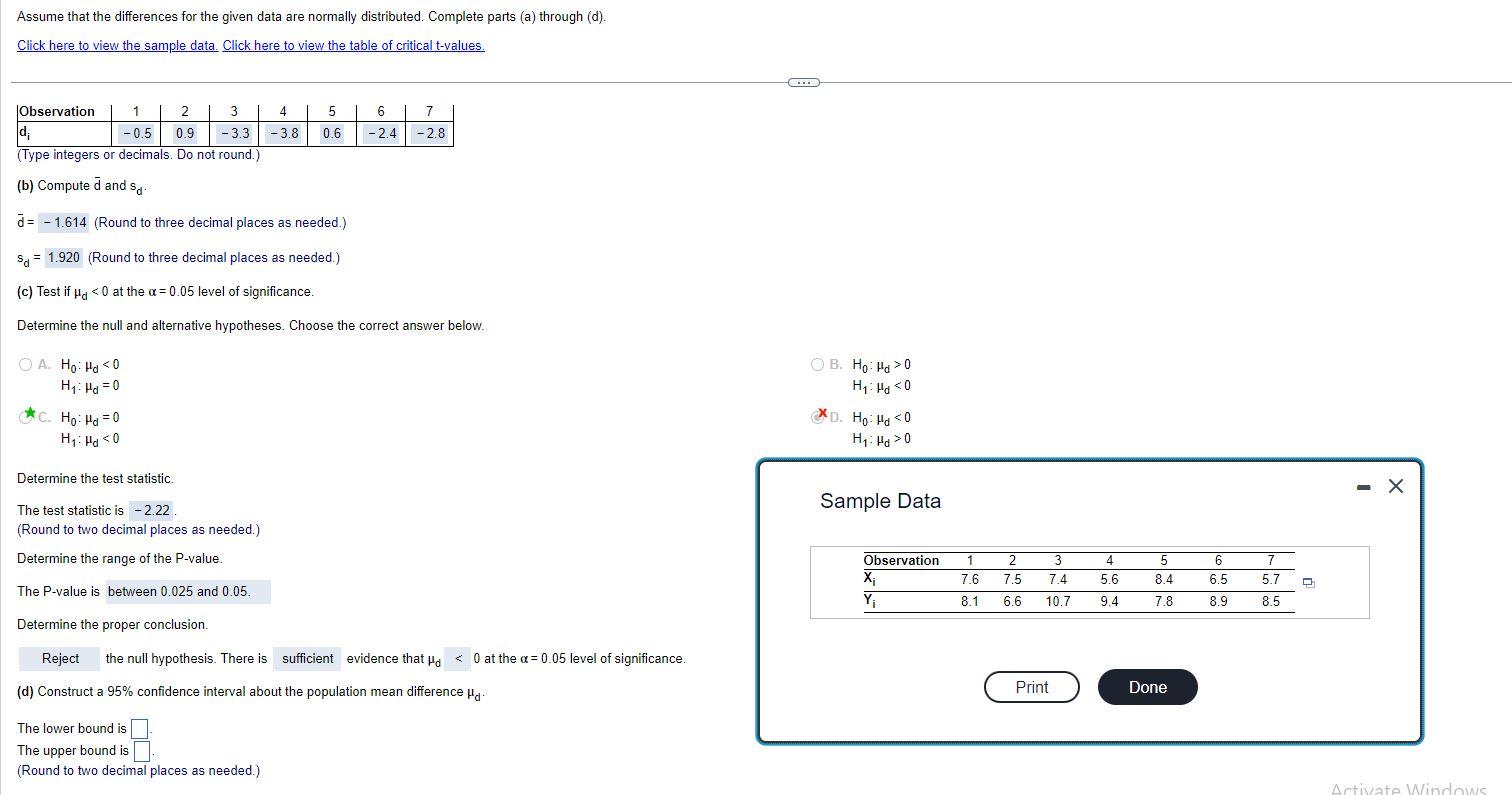 Solved Assume that the differences for the given data are | Chegg.com
