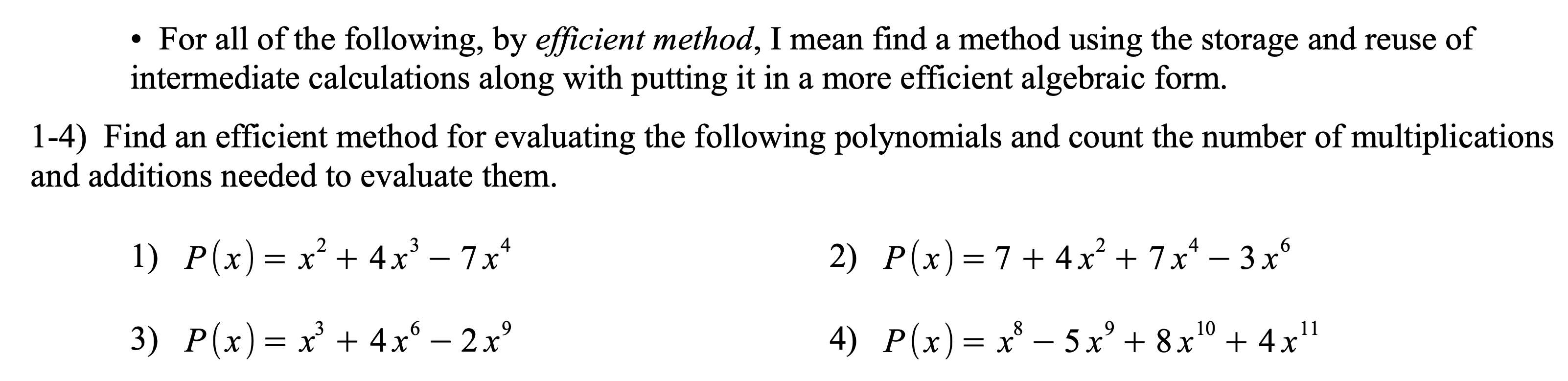 Solved • For all of the following, by efficient method, I | Chegg.com