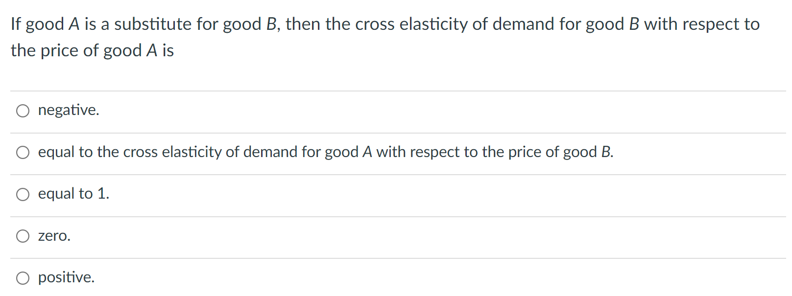 Solved If good A is a substitute for good B, then the cross | Chegg.com