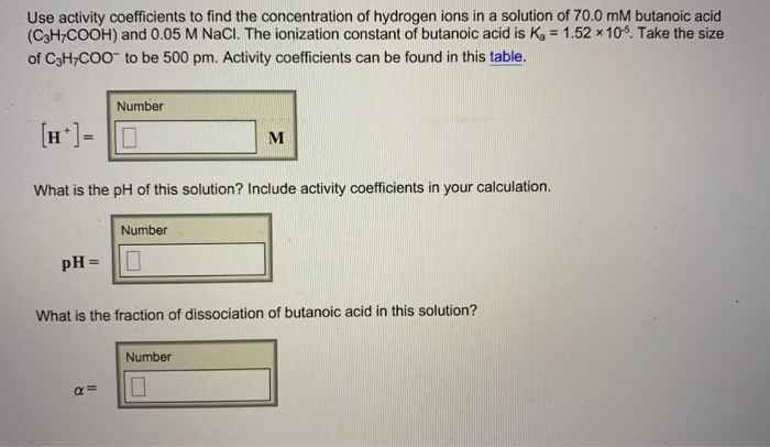 Use activity coefficients to find the concentration | Chegg.com