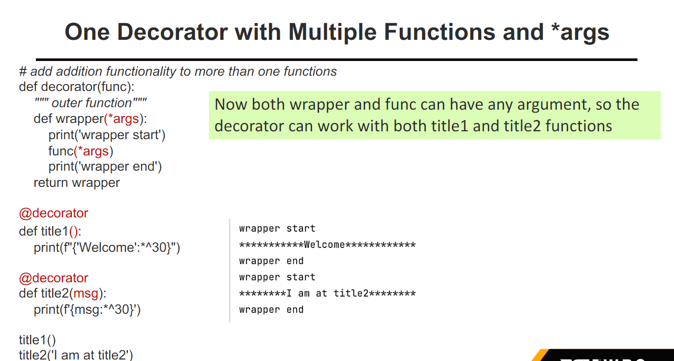 Solved One Decorator with Multiple Functions and | Chegg.com
