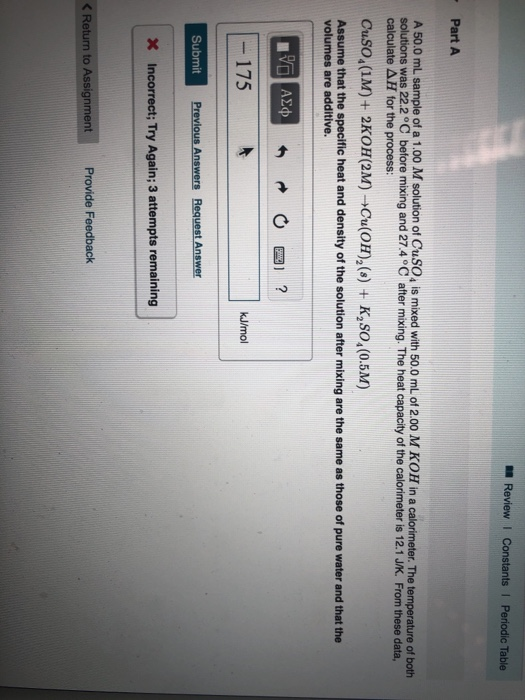 Solved Review I Constants | Periodic Table Part A A 50.0 mL | Chegg.com