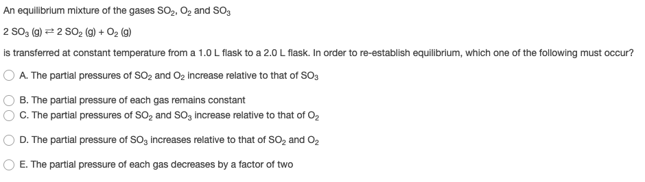 Solved An equilibrium mixture of the gases SO2, O2 and SO3 2 | Chegg.com