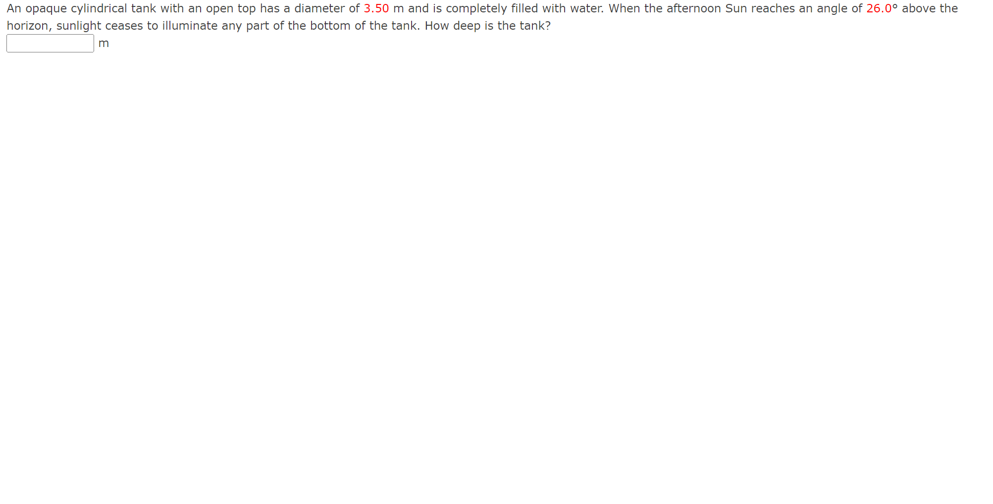 Solved An opaque cylindrical tank with an open top has a | Chegg.com