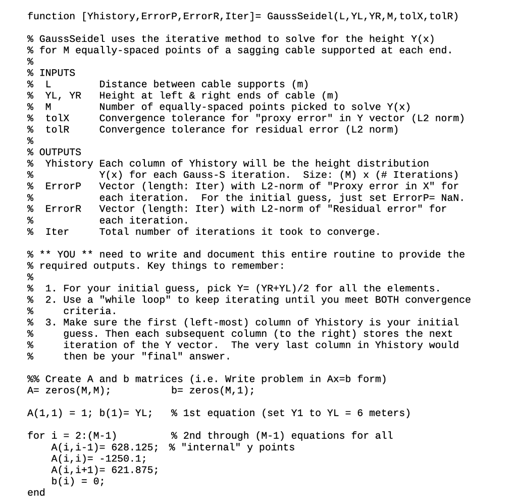 6.6 Gauss-Seidel Iteration MATLAB code. 6 pts YM Y, | Chegg.com