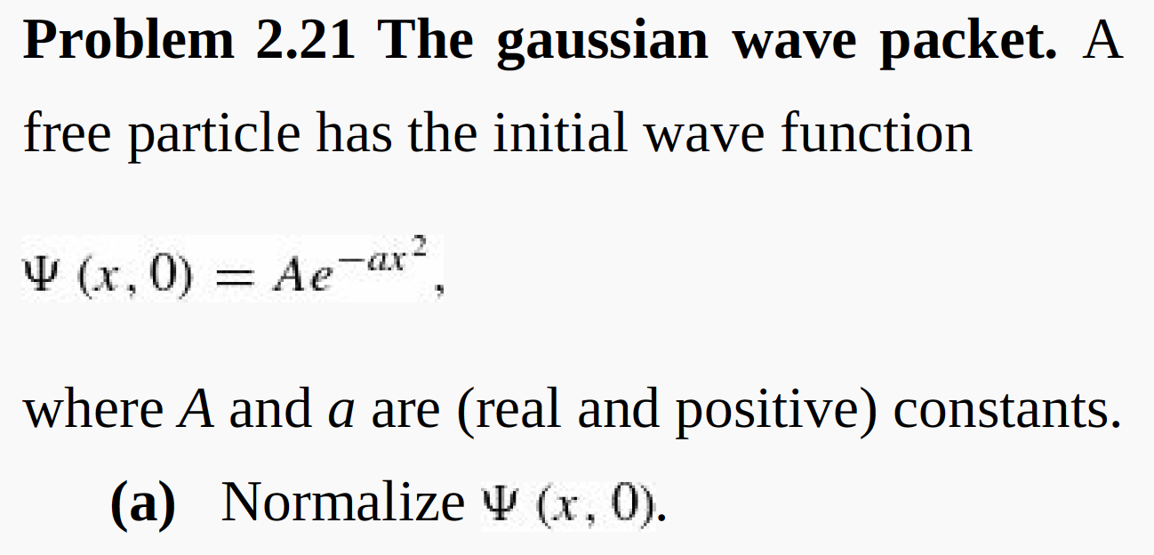 Solved Problem 2.21 The gaussian wave packet. A free | Chegg.com