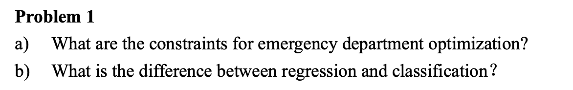 Solved Problem 1 a) What are the constraints for emergency | Chegg.com