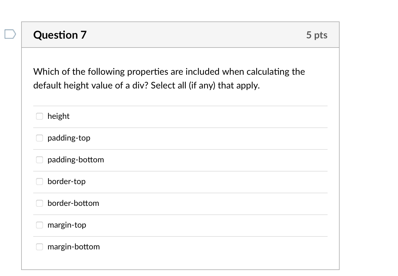 Solved Question 7 5 pts Which of the following properties | Chegg.com