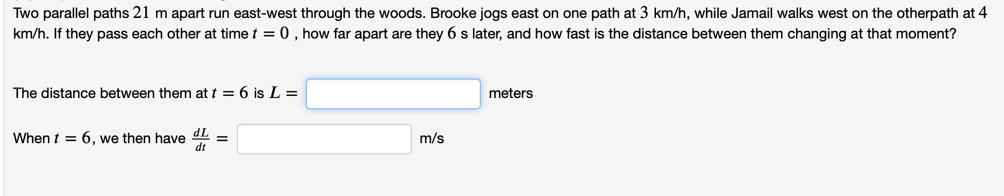 Solved Two parallel paths 21 m apart run east-west through | Chegg.com