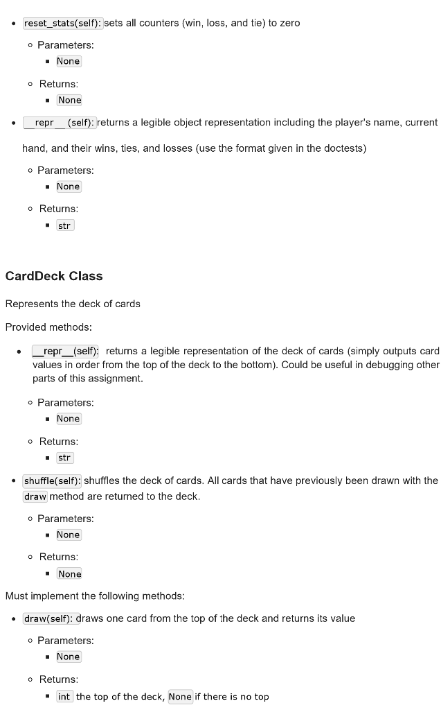 blackjack game class in python 3 ill thumb up, call | Chegg.com
