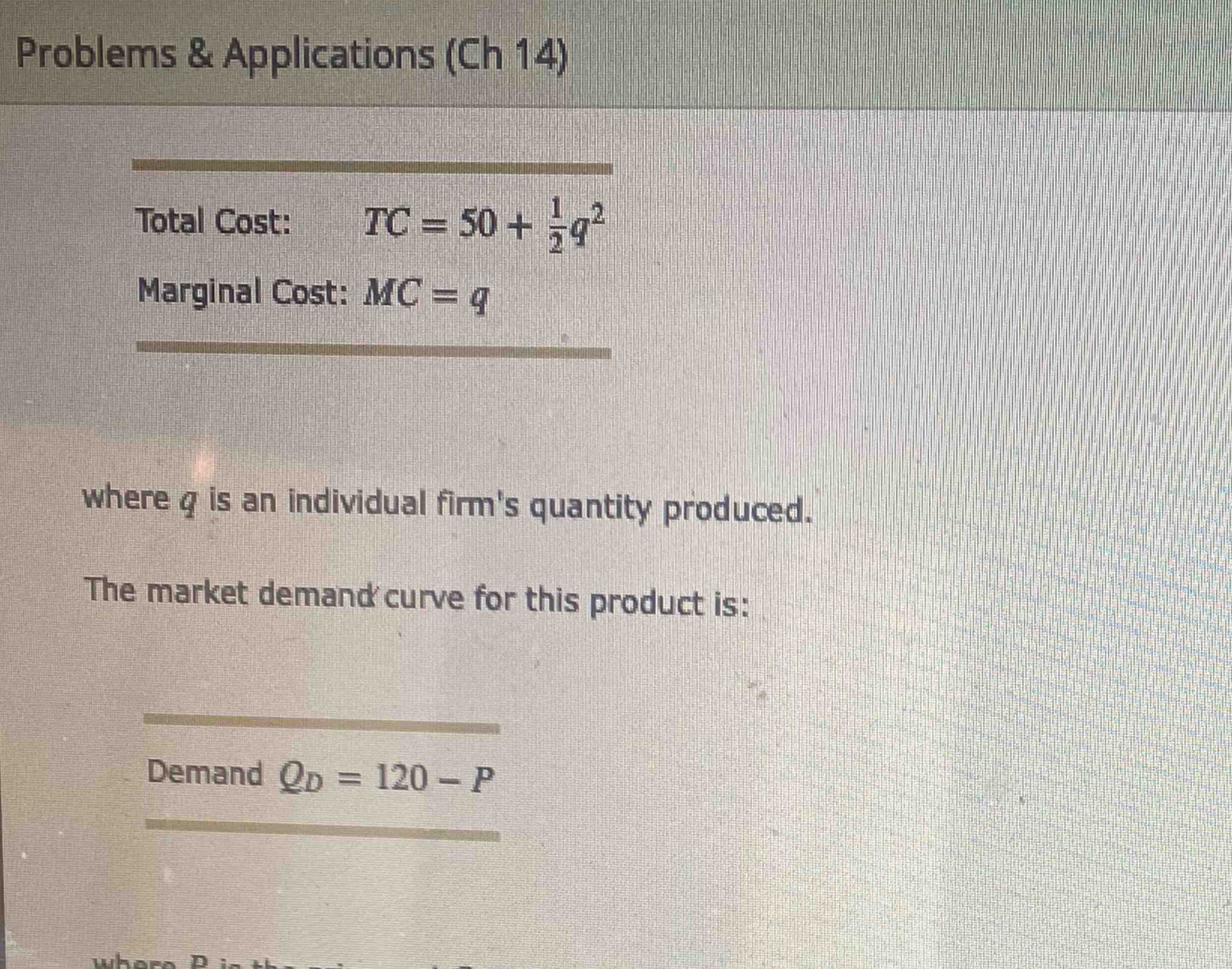 Solved Problems & Applications (Ch 14)Total Cost: | Chegg.com