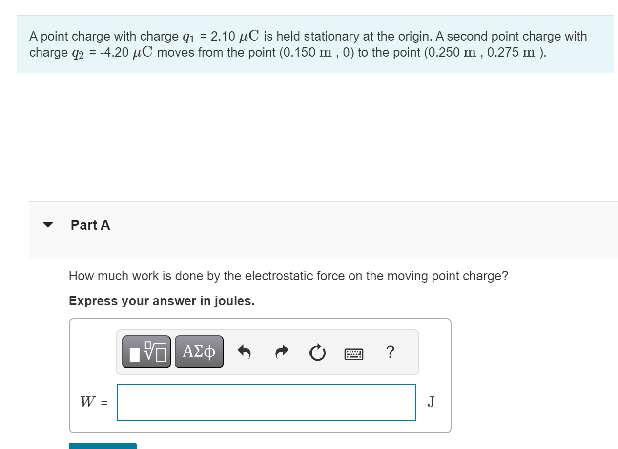 Solved A point charge with charge q1=2.10μC ﻿is held | Chegg.com