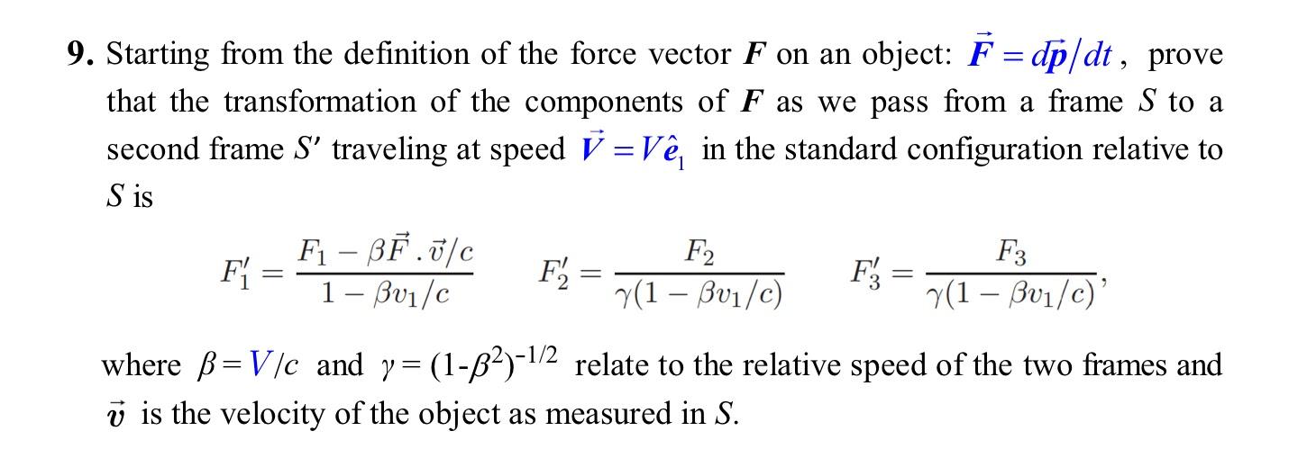 Solved 9. Starting from the definition of the force vector F | Chegg.com