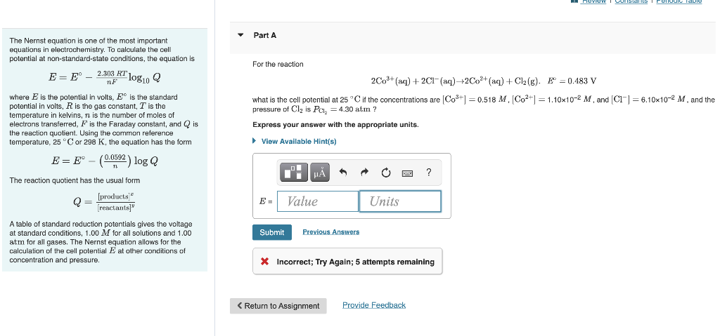 Solved The reaction quotient has the usual form Q=[ | Chegg.com