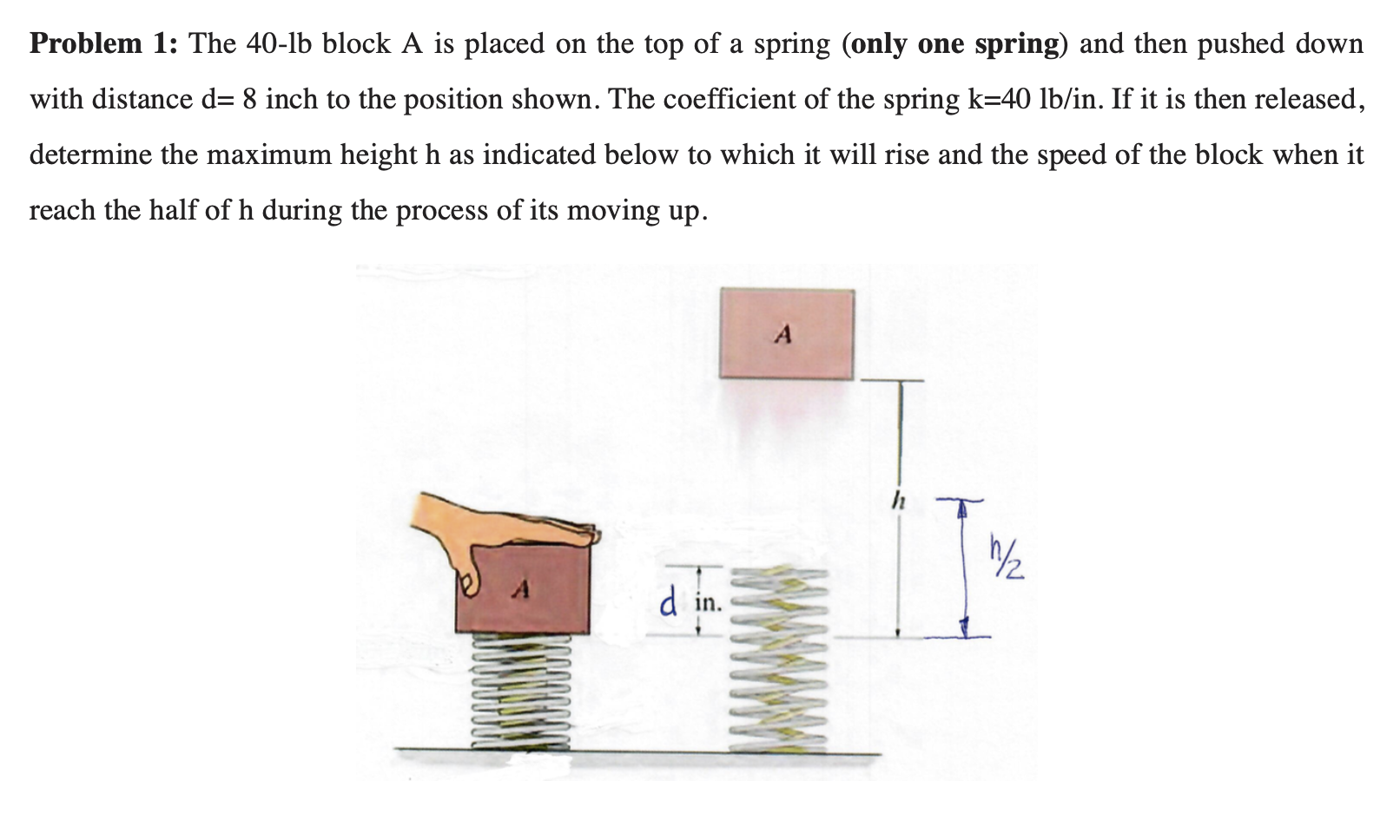 Solved Problem 1: The 40-1b block A is placed on the top of | Chegg.com