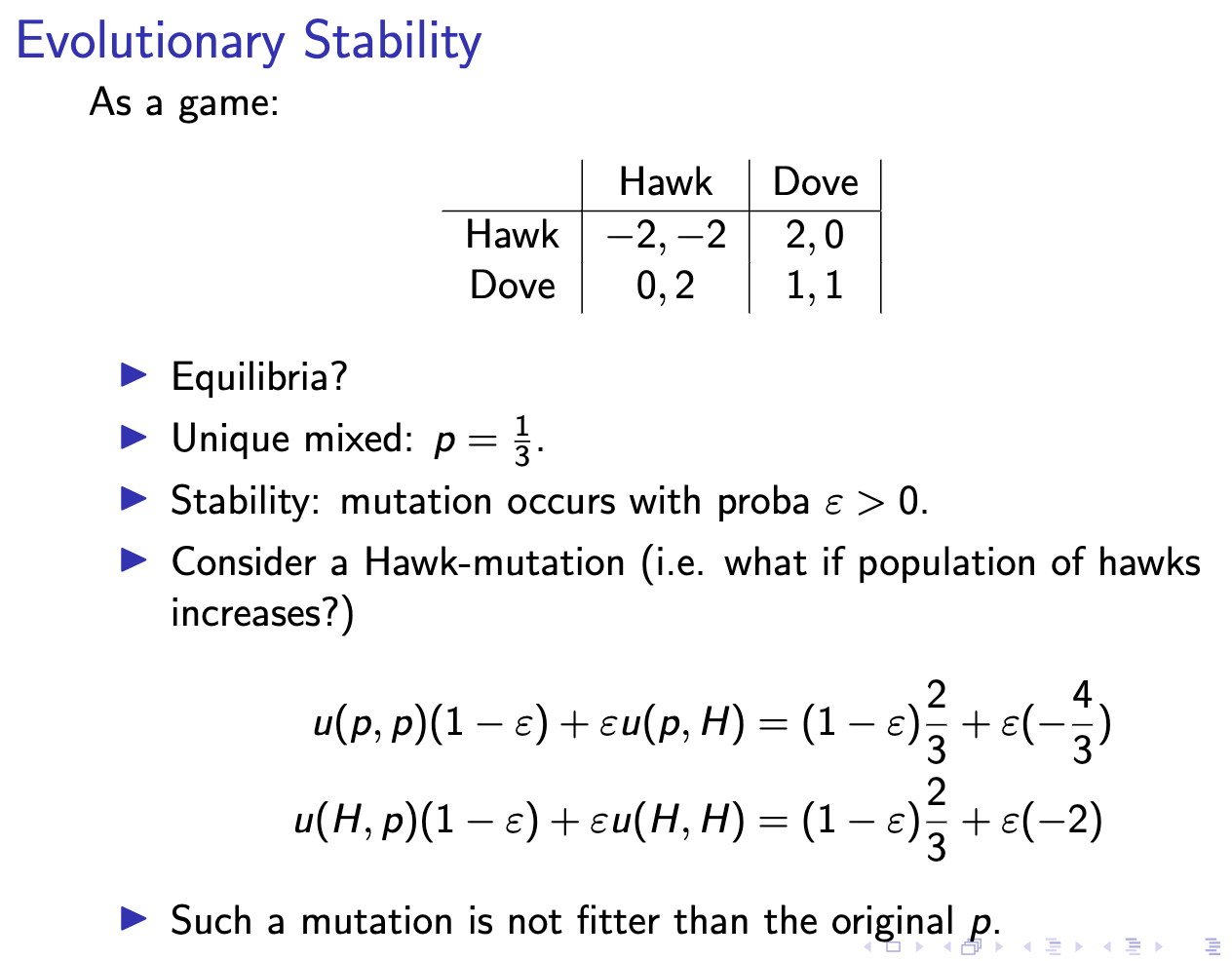Solved Evolutionary Stability As a game: Equilibria? - | Chegg.com