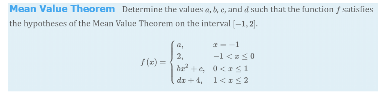Solved Determine the values a, b, c, and d such that the | Chegg.com