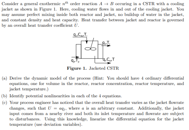 Solved Consider a general exothermic nth order reaction A + | Chegg.com