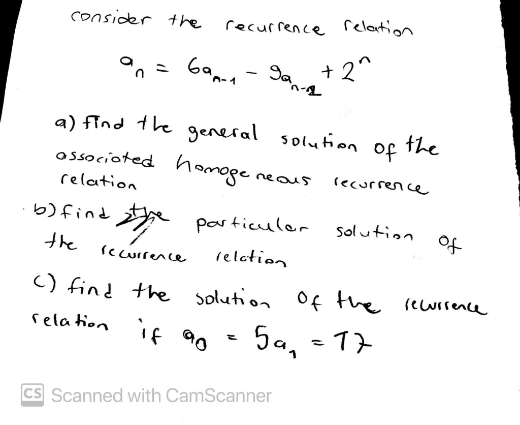 Solved consider the recurrence relation on Game-gana +2' | Chegg.com