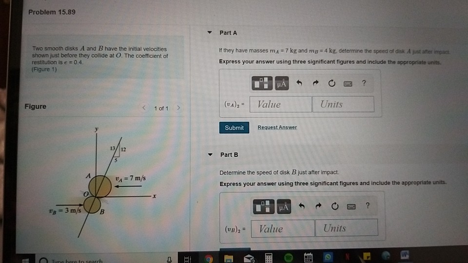 Solved Problem 15.89 Part A Two smooth disks A and B have | Chegg.com