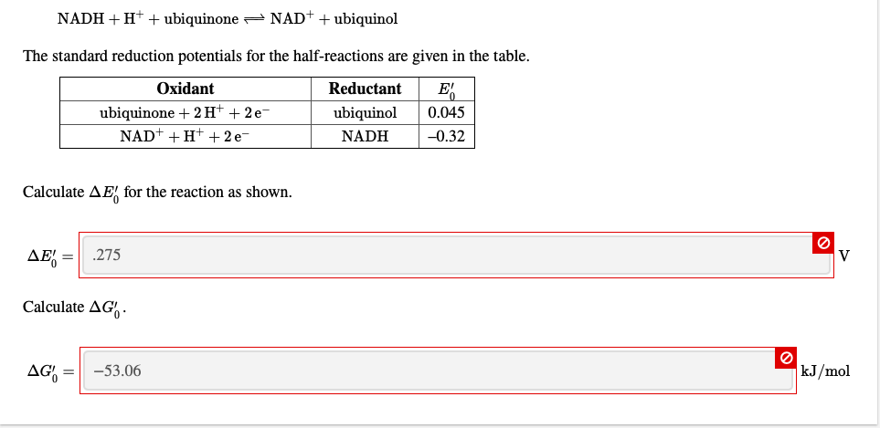 Solved NADH+H+ ubiquinone = NAD+ + ubiquinol The standard | Chegg.com