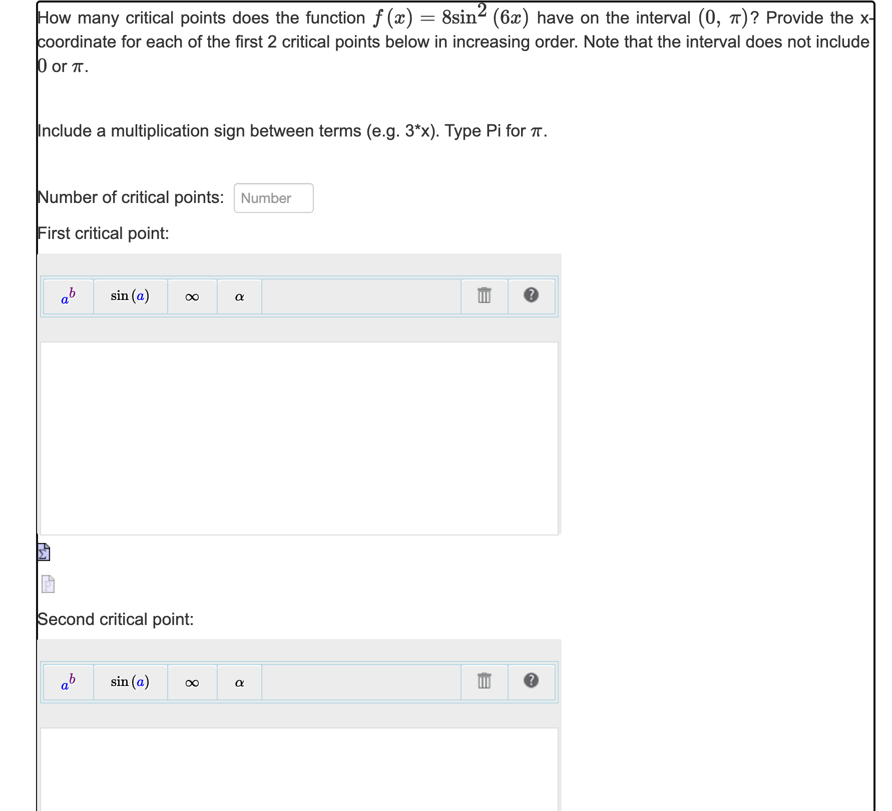 Solved How many critical points does the function | Chegg.com