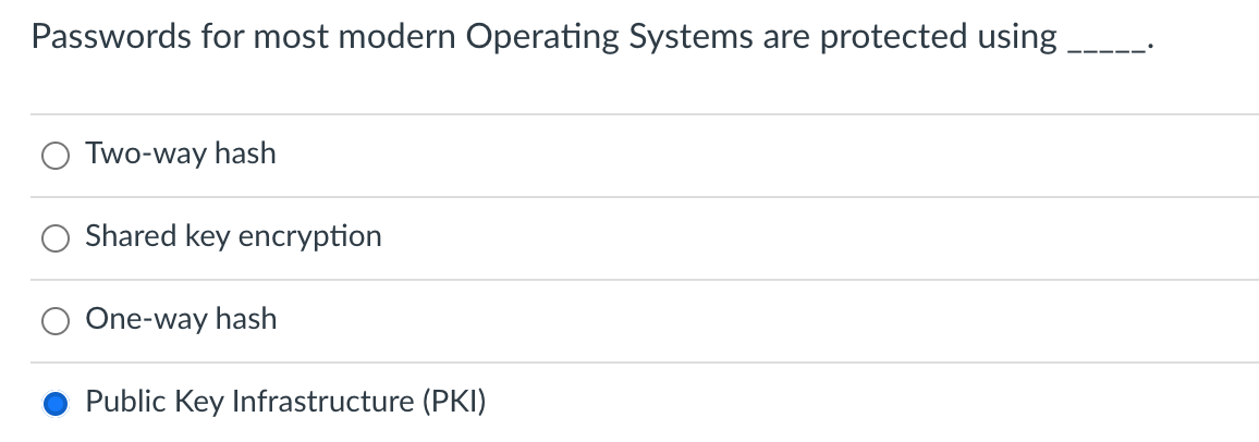 Solved Passwords for most modern Operating Systems are | Chegg.com