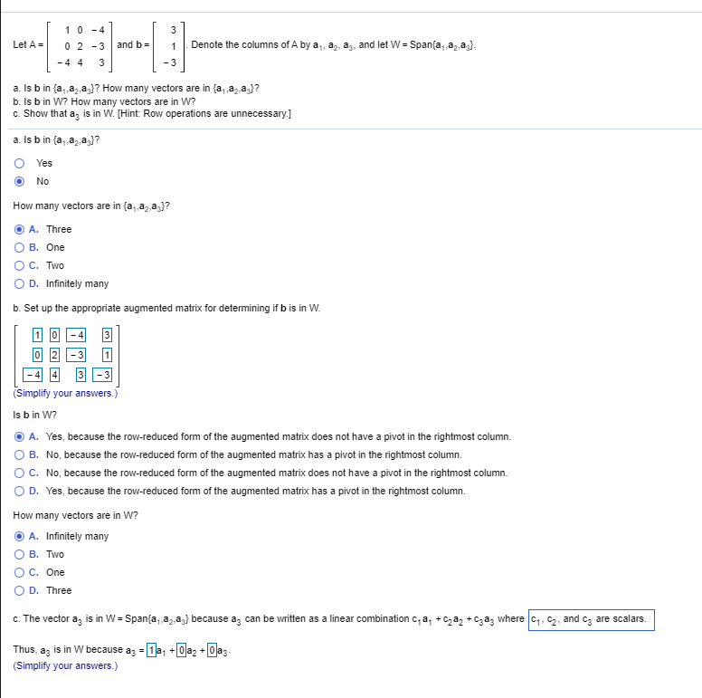 Solved 1 0 - 4 3 Let A = and b = 1 Denote the columns of A | Chegg.com Solved 1 0 - 4 3 Let A = and b = 1 Denote the columns of A | Chegg.com