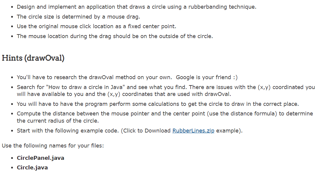 Solved - Design and implement an application that draws a | Chegg.com