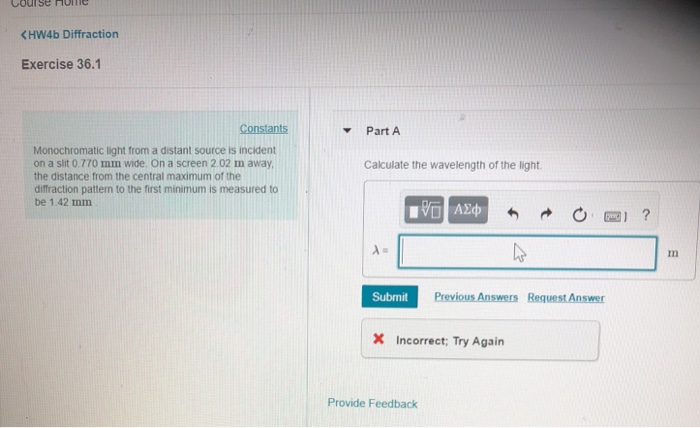 Solved Course HOTIc KHW4b Diffraction Exercise 36.1 | Chegg.com