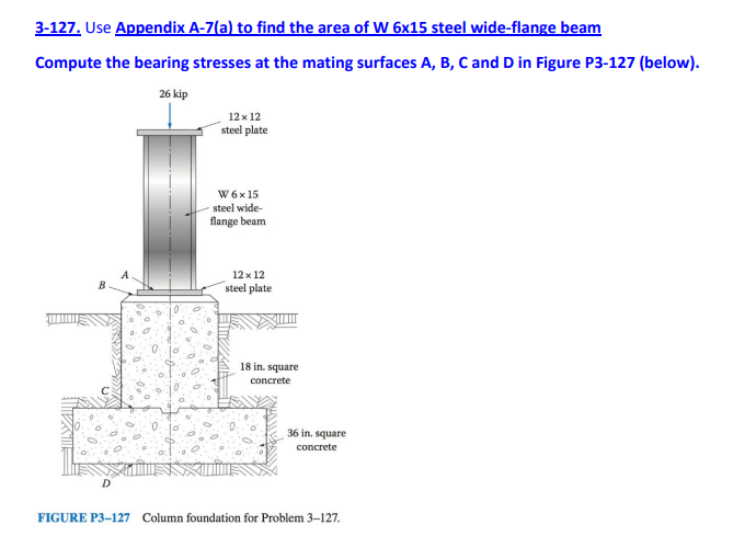 Solved 3-127. Use Appendix A-7(a) to find the area of W 6×15 | Chegg.com