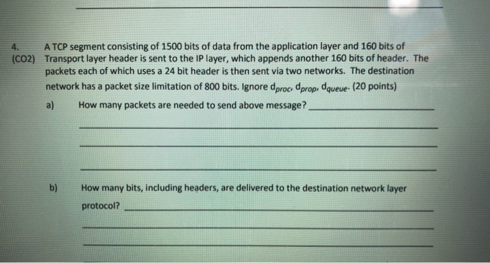 Solved ATCP segment consisting of 1500 bits of data from the | Chegg.com