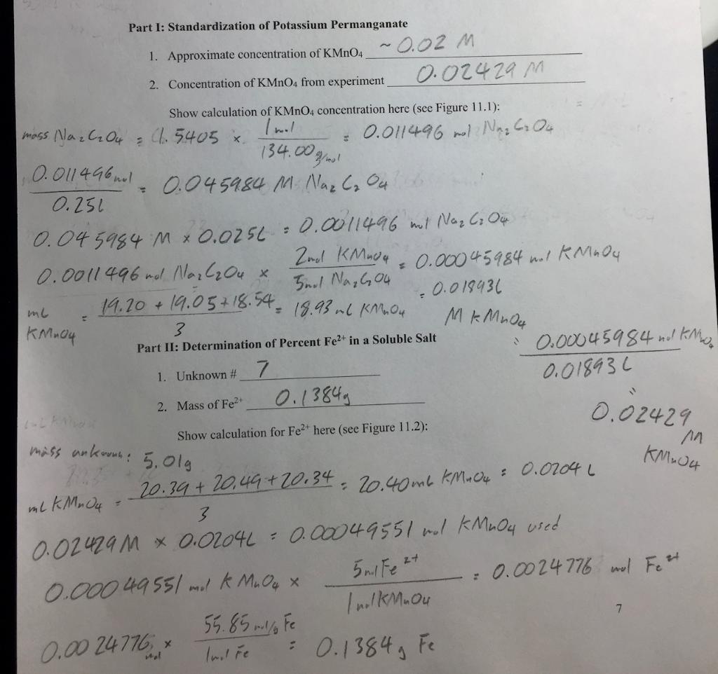 Solved Part 1: Standardization of Potassium Permanganate 1. | Chegg.com Solved Part 1: Standardization of Potassium Permanganate 1. | Chegg.com