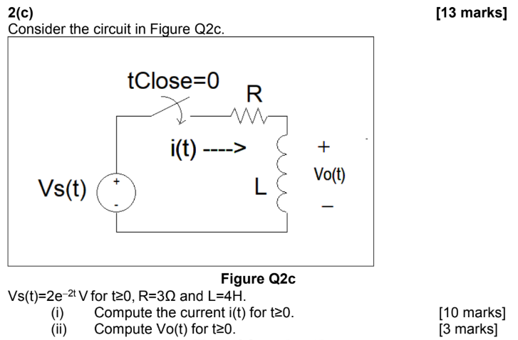 Solved [13 marks] 2(c) Consider the circuit in Figure Q2c. | Chegg.com