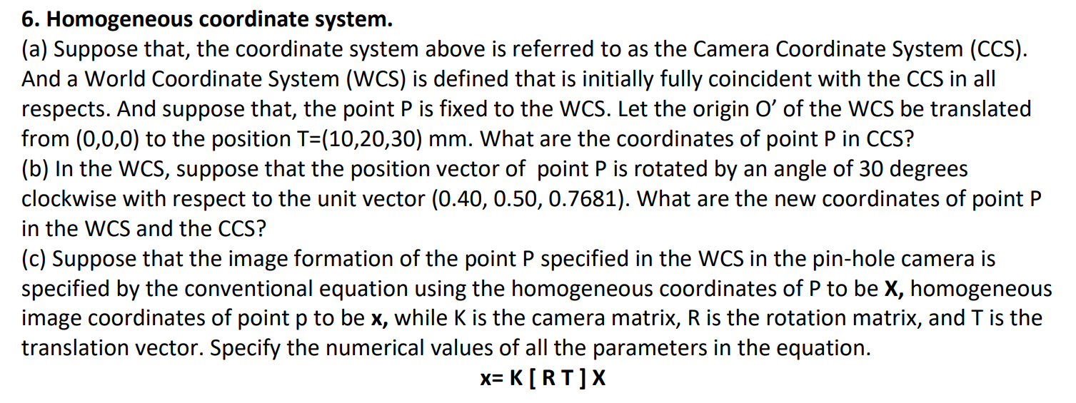 6. Homogeneous coordinate system. (a) Suppose that, | Chegg.com