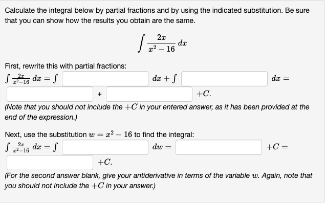Solved Calculate the integral below by partial fractions and | Chegg.com