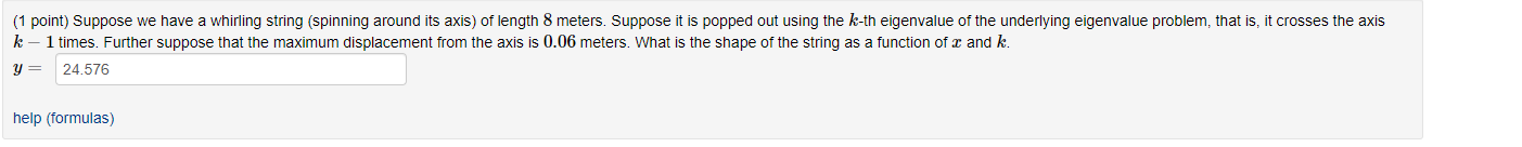 Solved (1 point) Suppose we have a whirling string (spinning | Chegg.com