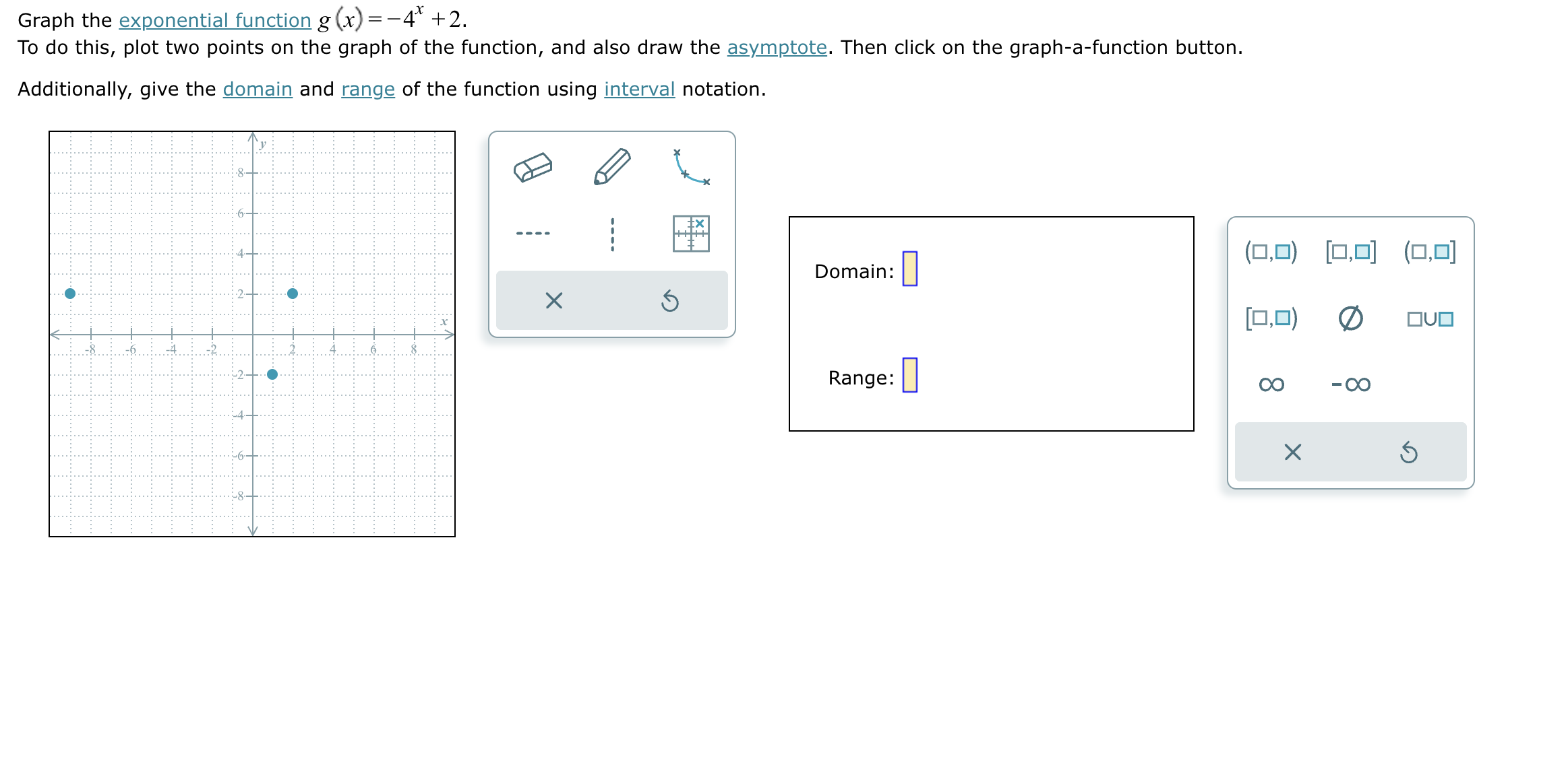 Solved Graph the exponential function =gx+−4x2.To do this, | Chegg.com