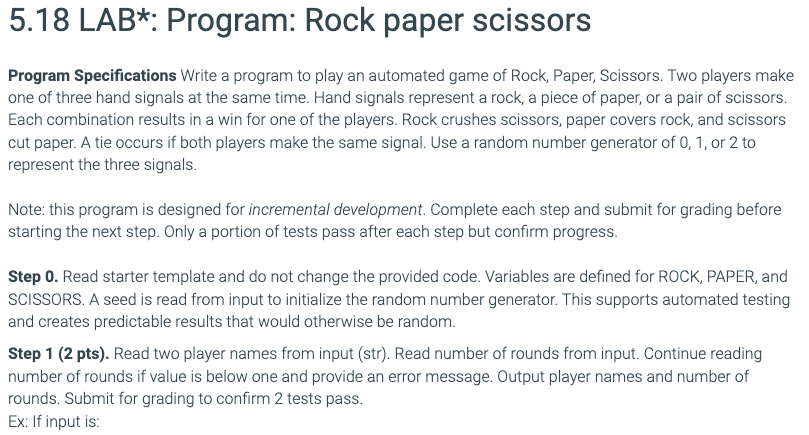 Solved Sample output is:import random ROCK=0 4 PAPER =1 | Chegg.com