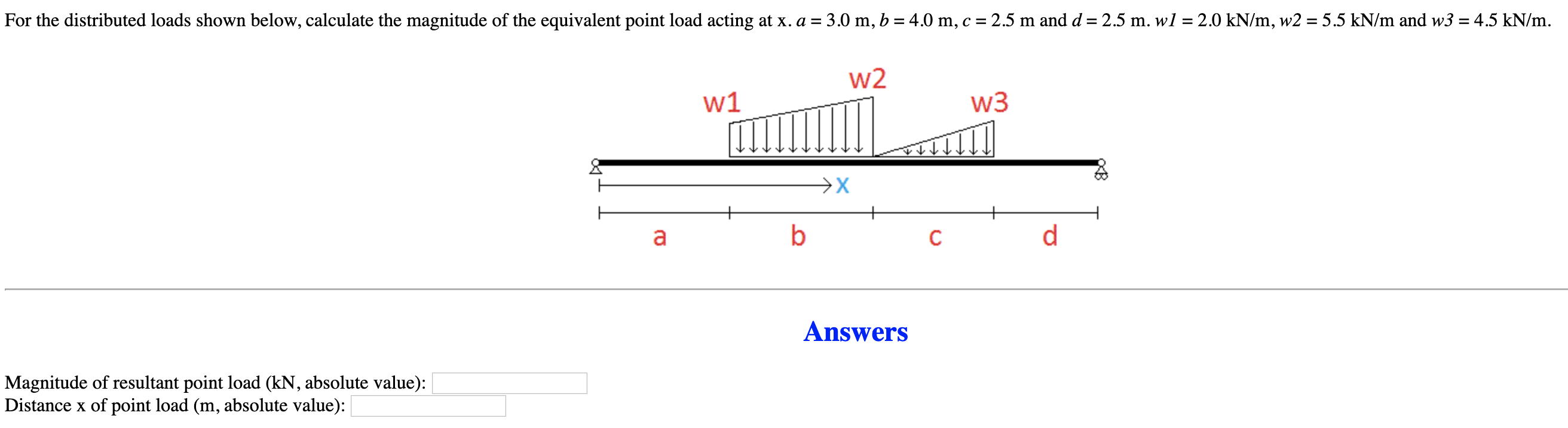 Solved For the distributed loads shown below, calculate the | Chegg.com