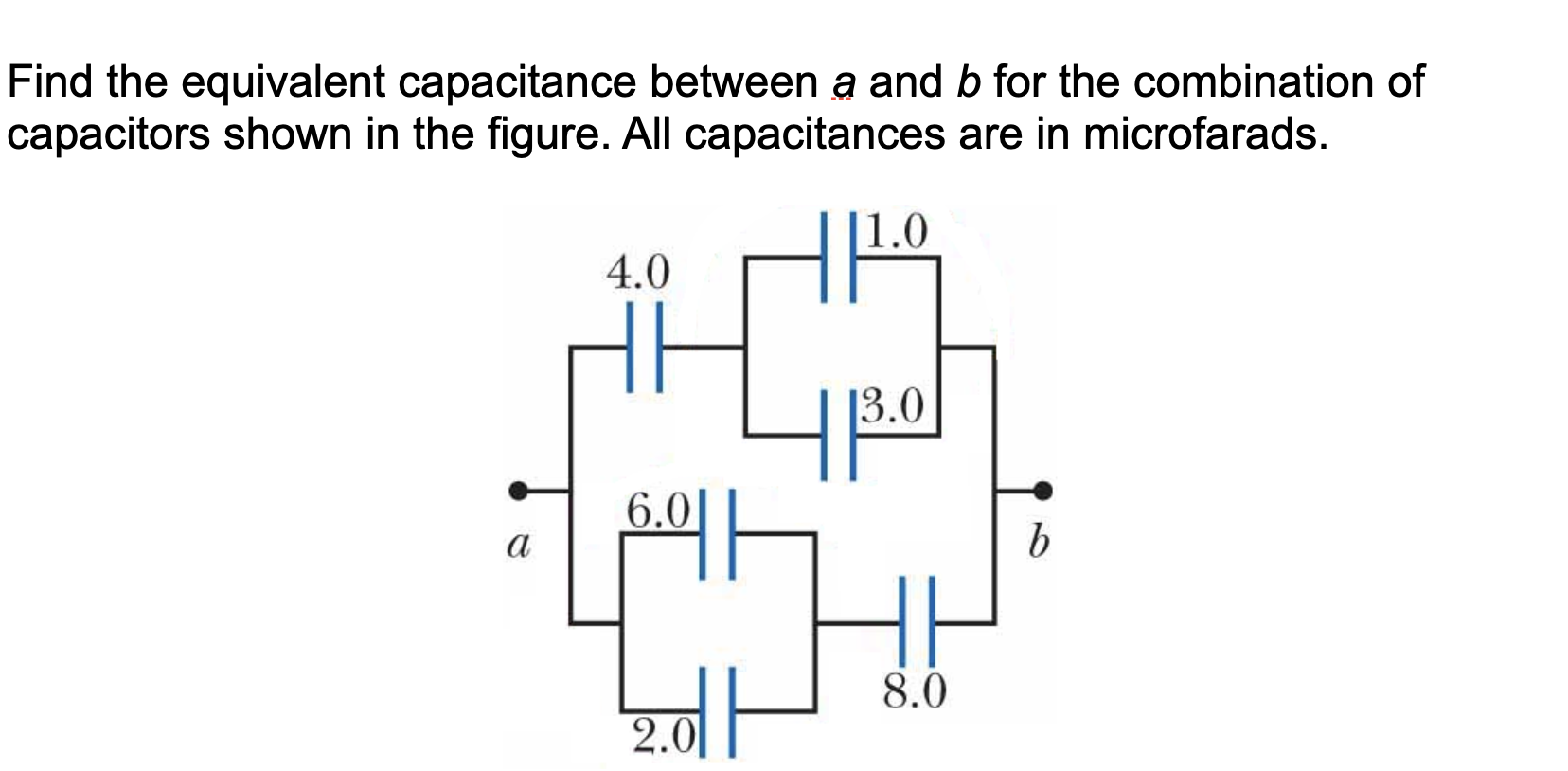 Solved Find the equivalent capacitance between a and b for | Chegg.com