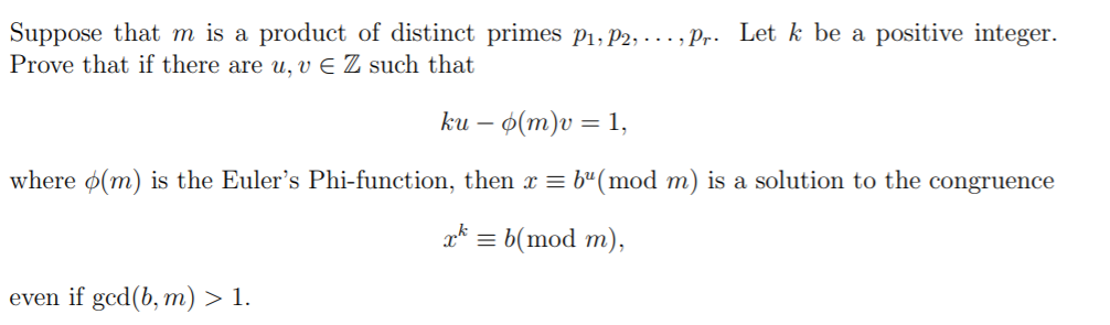 Solved Suppose that m is a product of distinct primes P1, | Chegg.com