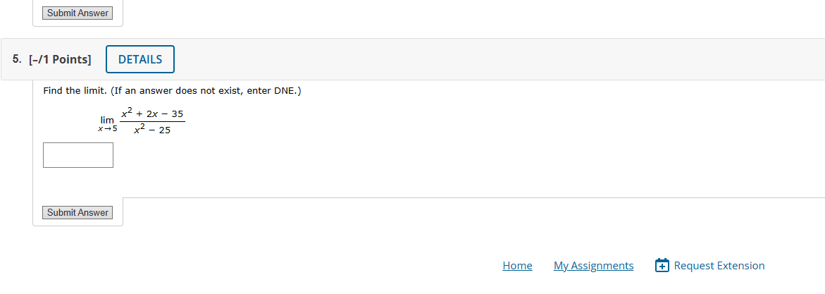 Solved [-/1 ﻿Points]Find the limit. (If an answer does not | Chegg.com