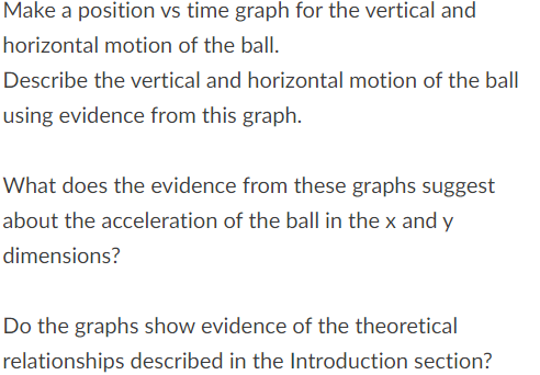 Solved Make a position vs time graph for the vertical and | Chegg.com