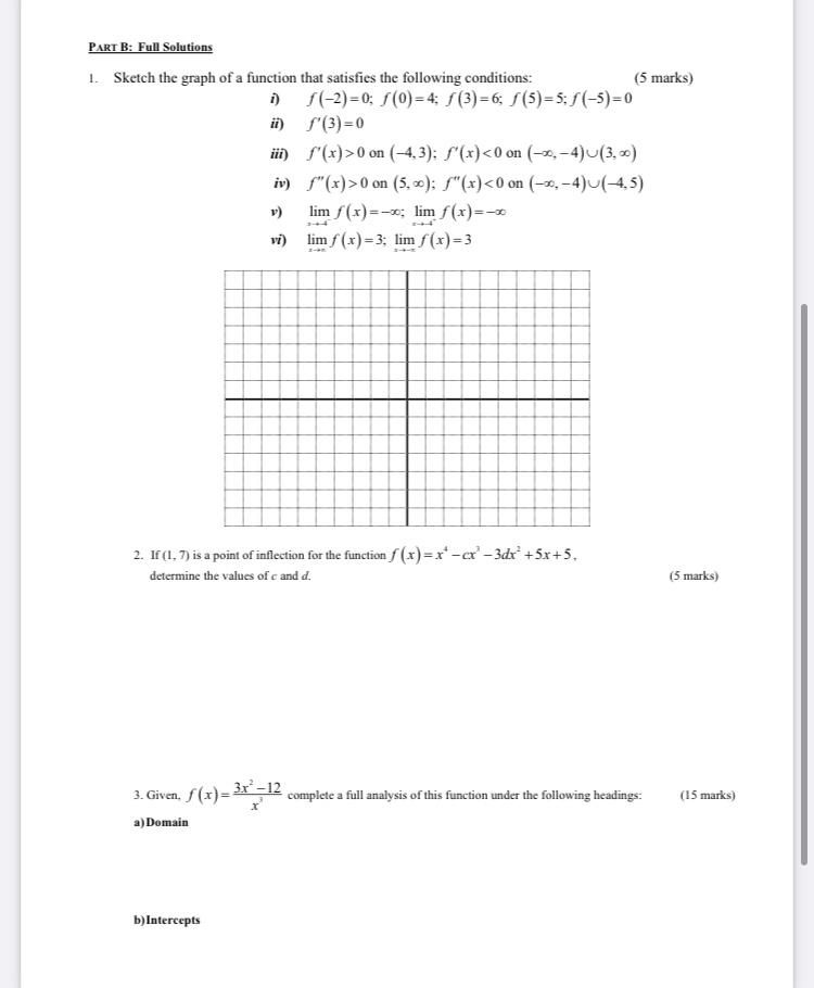 Solved (5 marks) PART B: Full Solutions 1. Sketch the graph | Chegg.com