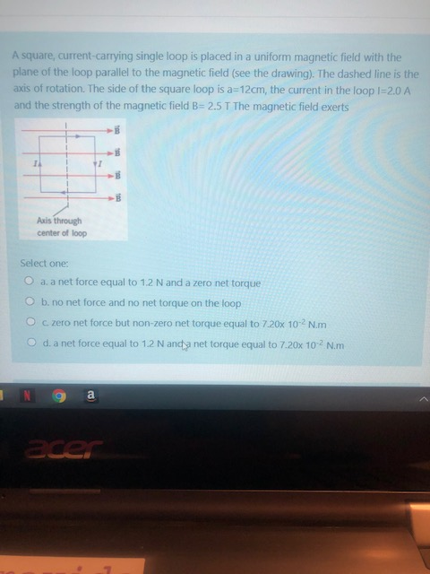 Solved A square, current-carrying single loop is placed in a | Chegg.com