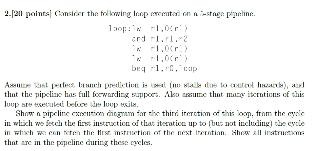 2.[20 points] Consider the following loop executed on | Chegg.com