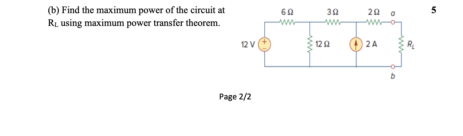 Solved 5 a (b) Find the maximum power of the circuit at RỊ | Chegg.com